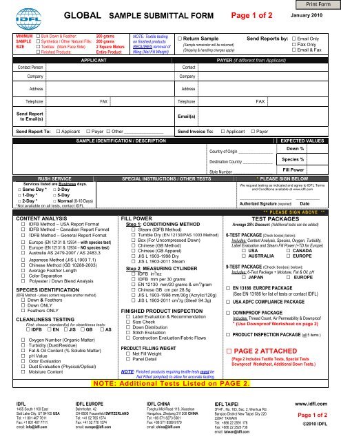 global sample submittal form