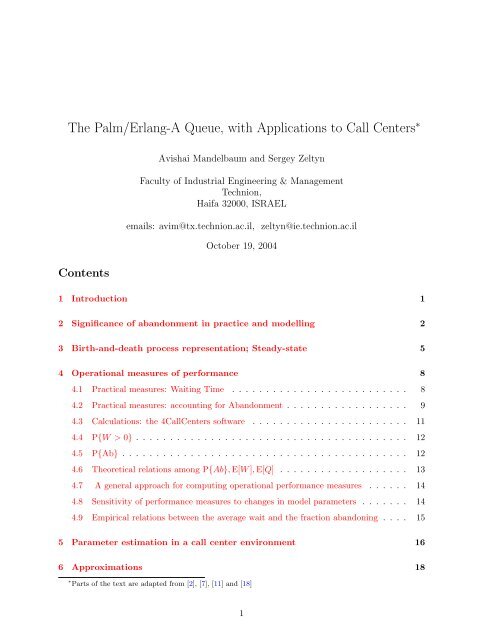 The Palm/Erlang-A Queue, with Applications to Call Centers