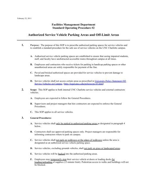 SOP 2 - Facilities Management