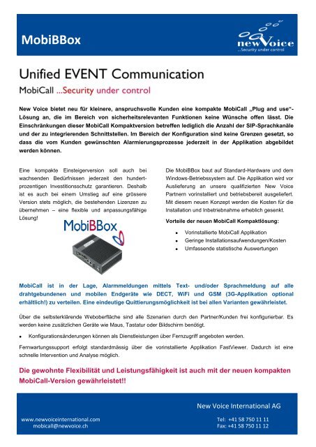 MobiBBox - New Voice International AG