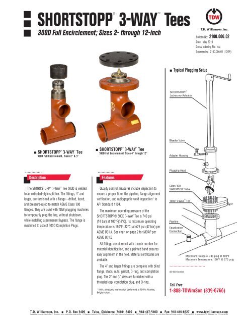 SHORTSTOPPÂ® 3-WAYâ ¢ Tees - T.D. Williamson, Inc.