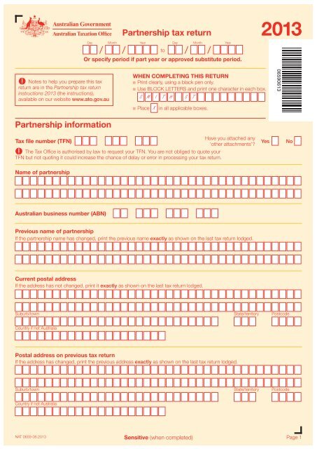 Partnership tax return 2013 - Australian Taxation Office
