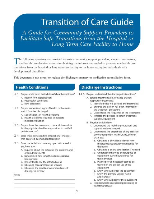 Transition of Care Guide