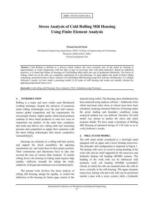 Stress Analysis of Cold Rolling Mill Housing Using ... - IRNet Explore