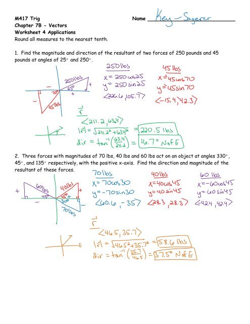 Chapter 7B Worksheet 4 Solutions