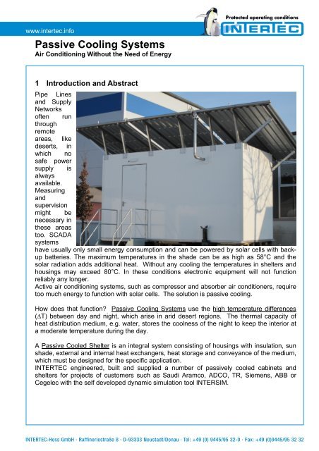 Passive Cooling Systems