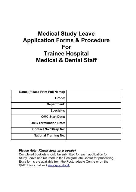 Medical Study Leave Application Forms & Procedure For Trainee ...