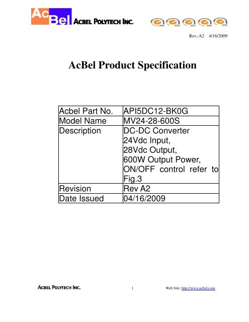 AcBel Product Specification