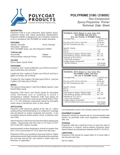 Polyprime 2180-2180SC - Polycoat Products