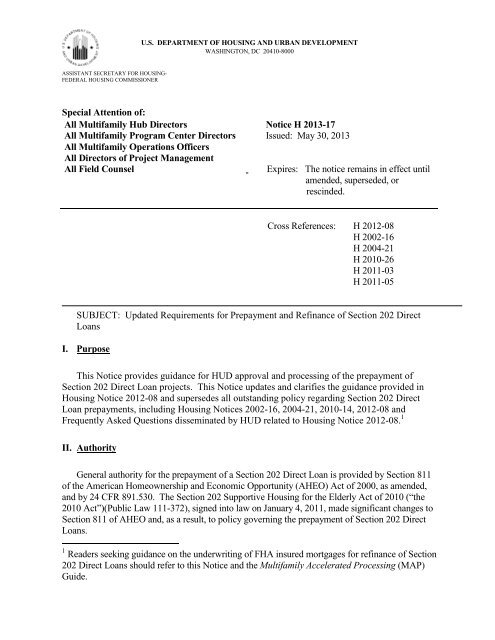 Housing Notice H 2013-17 - HUD