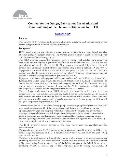 Contract for the Design, Fabrication, Installation and Commissioning ...