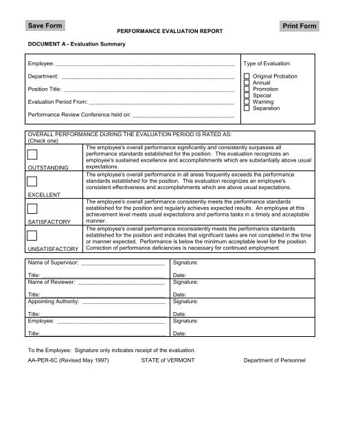 performance evaluation report - Department of Human Resources ... performance evaluation report - Department of Human Resources ...