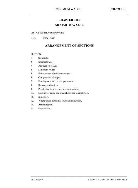 Minimum Wages Act - The Bahamas Laws On-Line - The ...