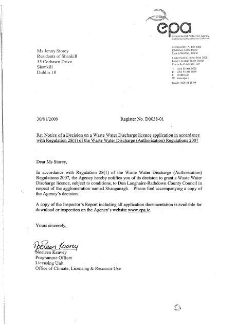 Letter to Third Party - Re Final Decision - EPA