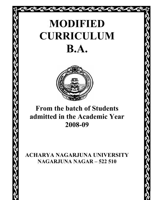 ug first year arts courses - Acharya Nagarjuna University ug first year arts courses - Acharya Nagarjuna University