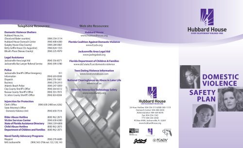 Domestic Violence Safety Plan Brochure - Hubbard House
