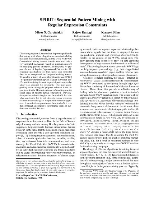 SPIRIT: Sequential Pattern Mining with Regular Expression ...