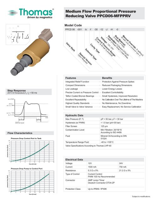 Medium Flow Proportional Pressure Reducing ... - Thomas Magnete