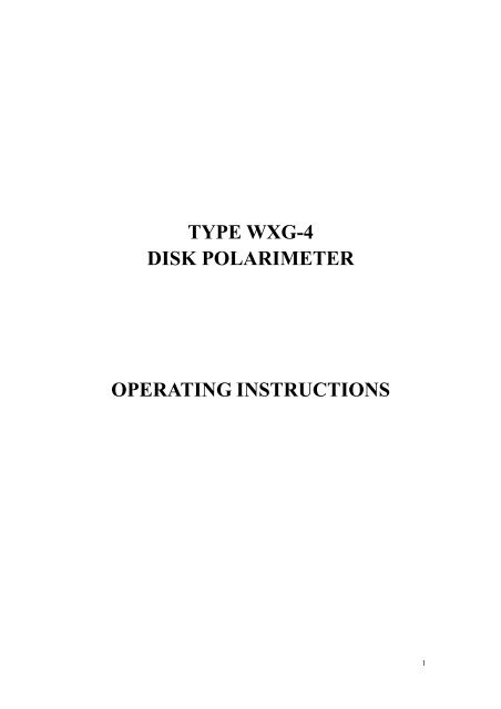 type wxg-4 disk polarimeter operating instructions - Frederiksen