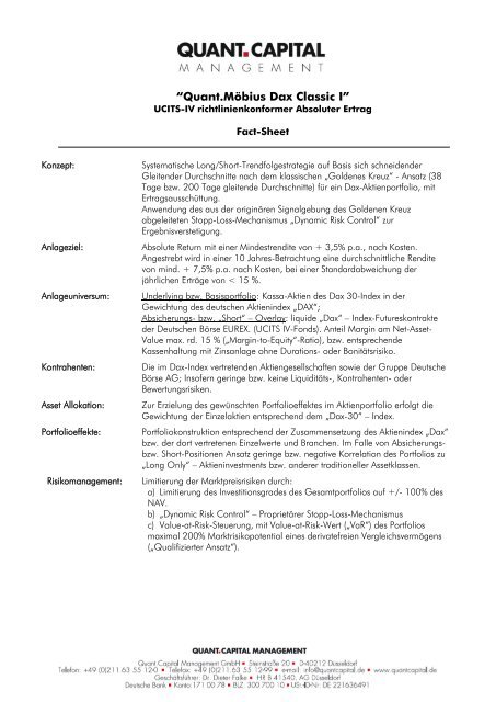 Fact Sheet - Quant.Capital Management GmbH