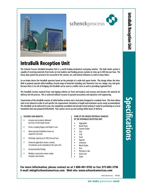 Specifications - Schenck Weighing Systems