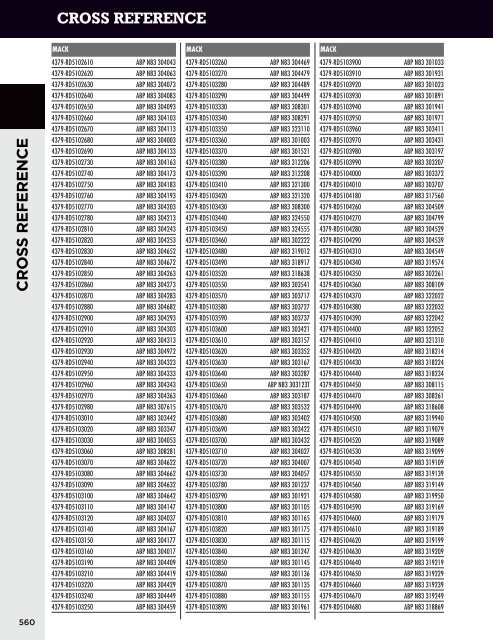 CROSS REFERENCE MACK MACK