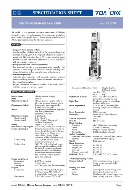 SPECIFICATION SHEET