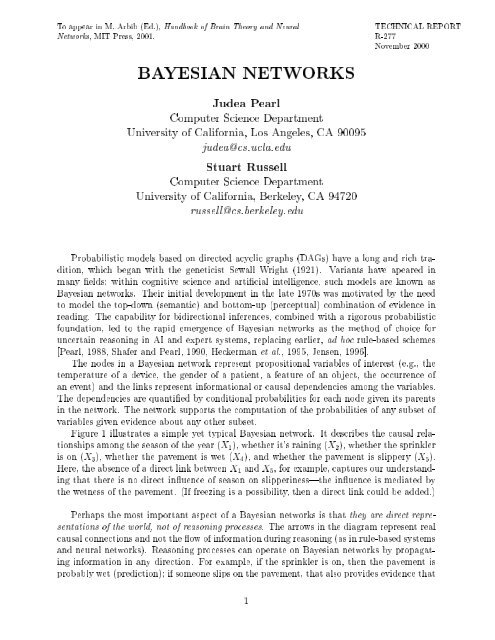 BAYESIAN NETWORKS - UCLA Computer Science