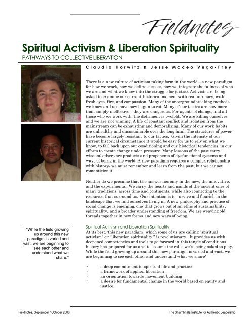 Spiritual Activism & Liberation Spirituality - Racial Equity Tools