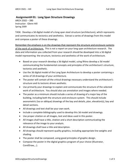 Assignment# 01: Long Span Structure Drawings