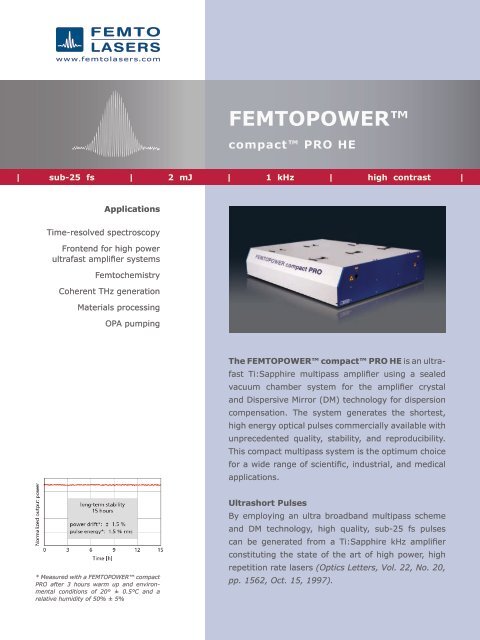 FEMTOPOWER™ - Femtolasers