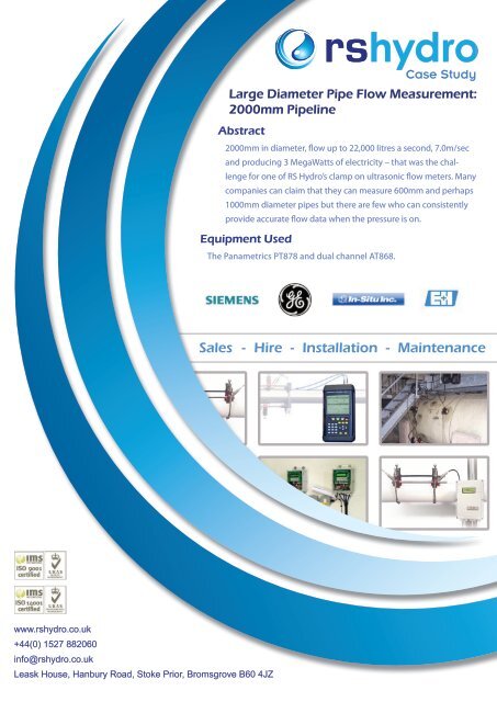 Large Diameter Pipe Flow Measurement - RS Hydro