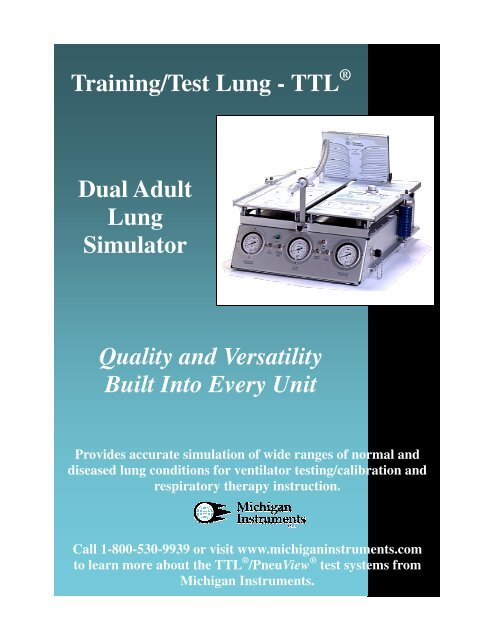Training/Test Lung - TTL Dual Adult Lung Simulator Quality and ...