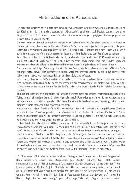 Martin Luther und der Ablasshandel