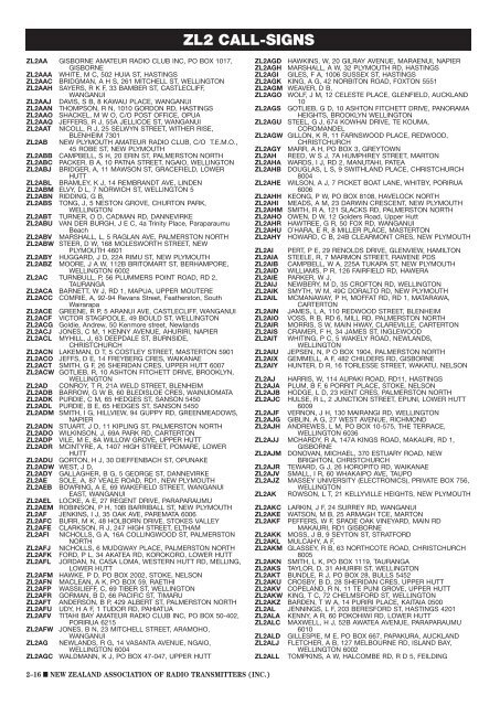 ZL2 CALL-SIGNS - Angelsnz.net