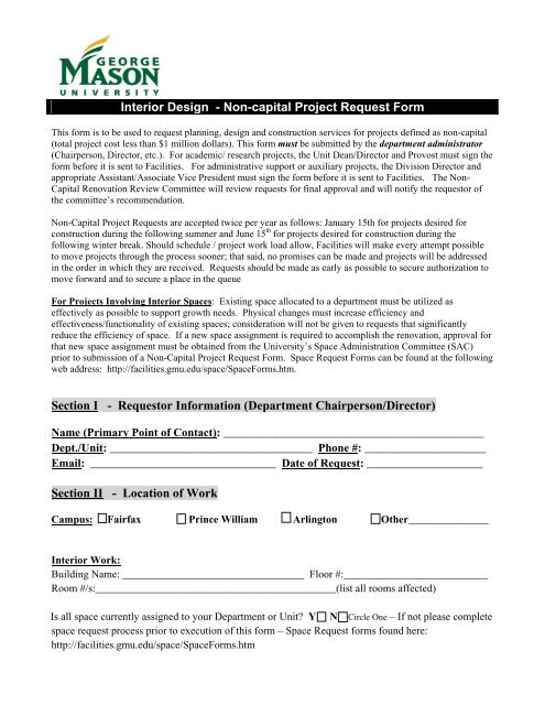 Interior Design - Non-capital Project Request Form ... - Facilities