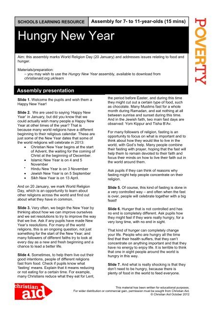 Assembly: Hungry New Year - Learn - Christian Aid