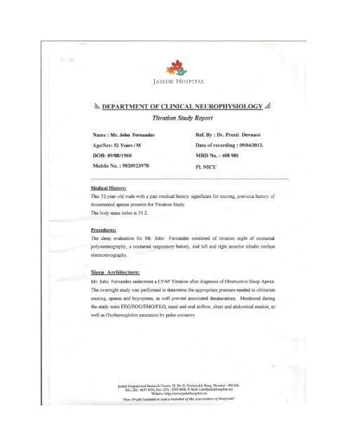 Titration Study Report - CPAP Wholesale