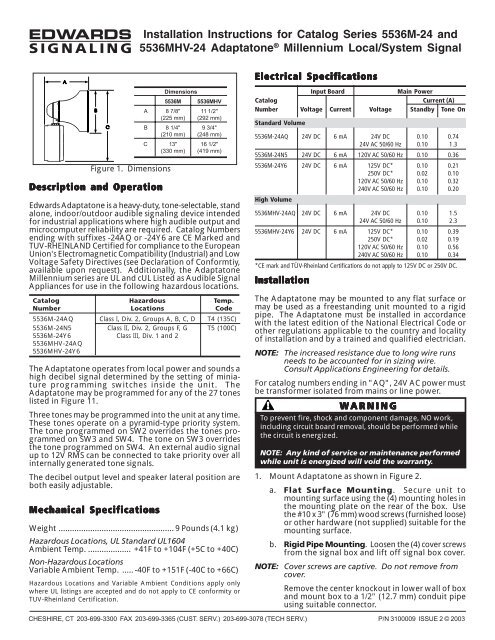 5536M Series Installation Instructions - Edwards Signaling