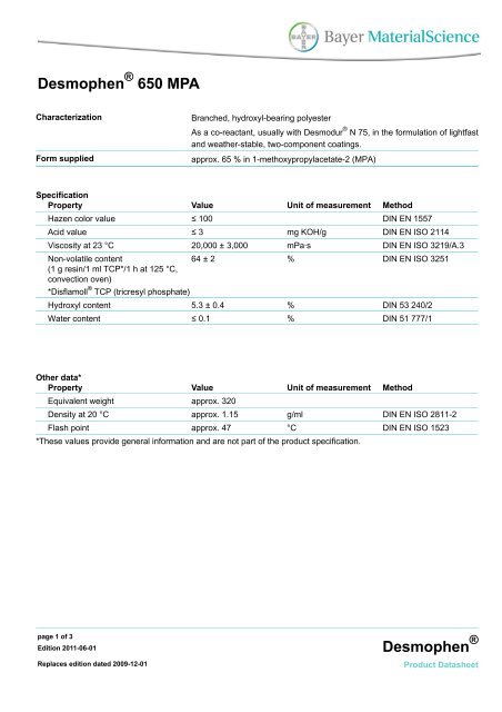 Desmophen 650 MPA Desmophen