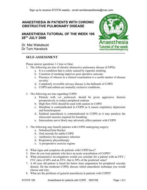 Anaesthesia in patients with COPD - aagbi