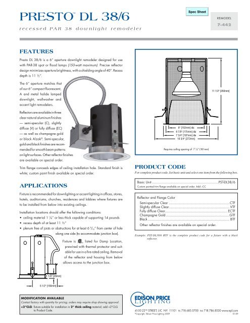 prestoâ ¢ dl 38/6 - Edison Price Lighting