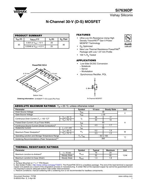 Si7636DP N-Channel 30-V (D-S) MOSFET