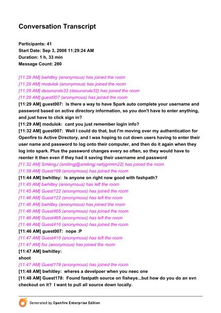 Conversation Transcript - Ignite Realtime