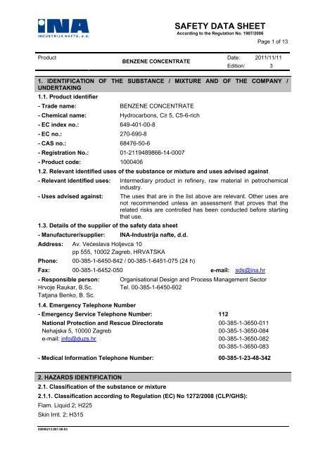 SAFETY DATA SHEET - Ina