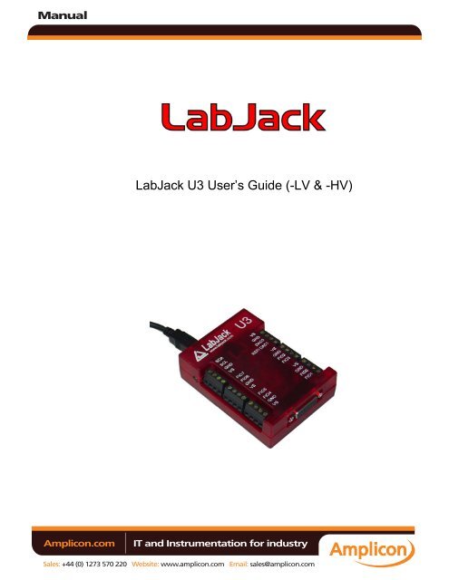 LabJack U3 User's Guide (-LV & -HV) - Amplicon