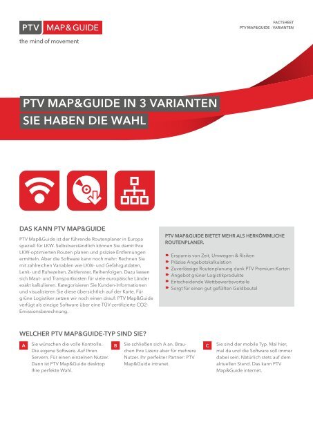 ptv map&guide in 3 varianten sie haben die Wahl
