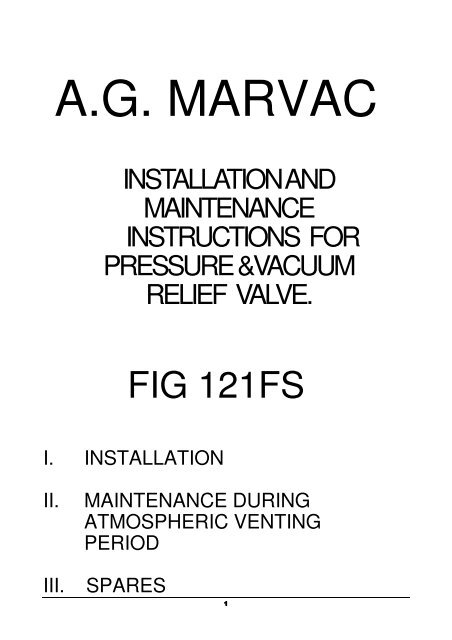 Marvac Fig. 121FS (PV Valve) - Safety Systems UK Ltd