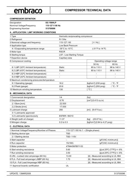 Datasheet - Embraco
