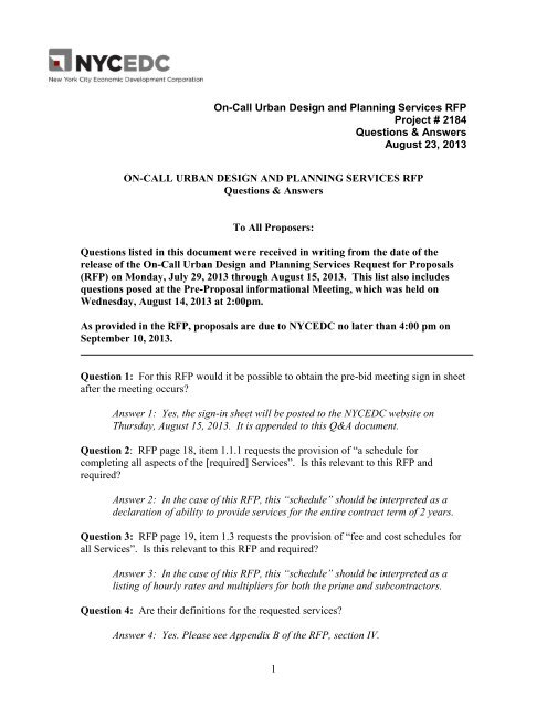 1 On-Call Urban Design and Planning Services RFP ... - NYCEDC